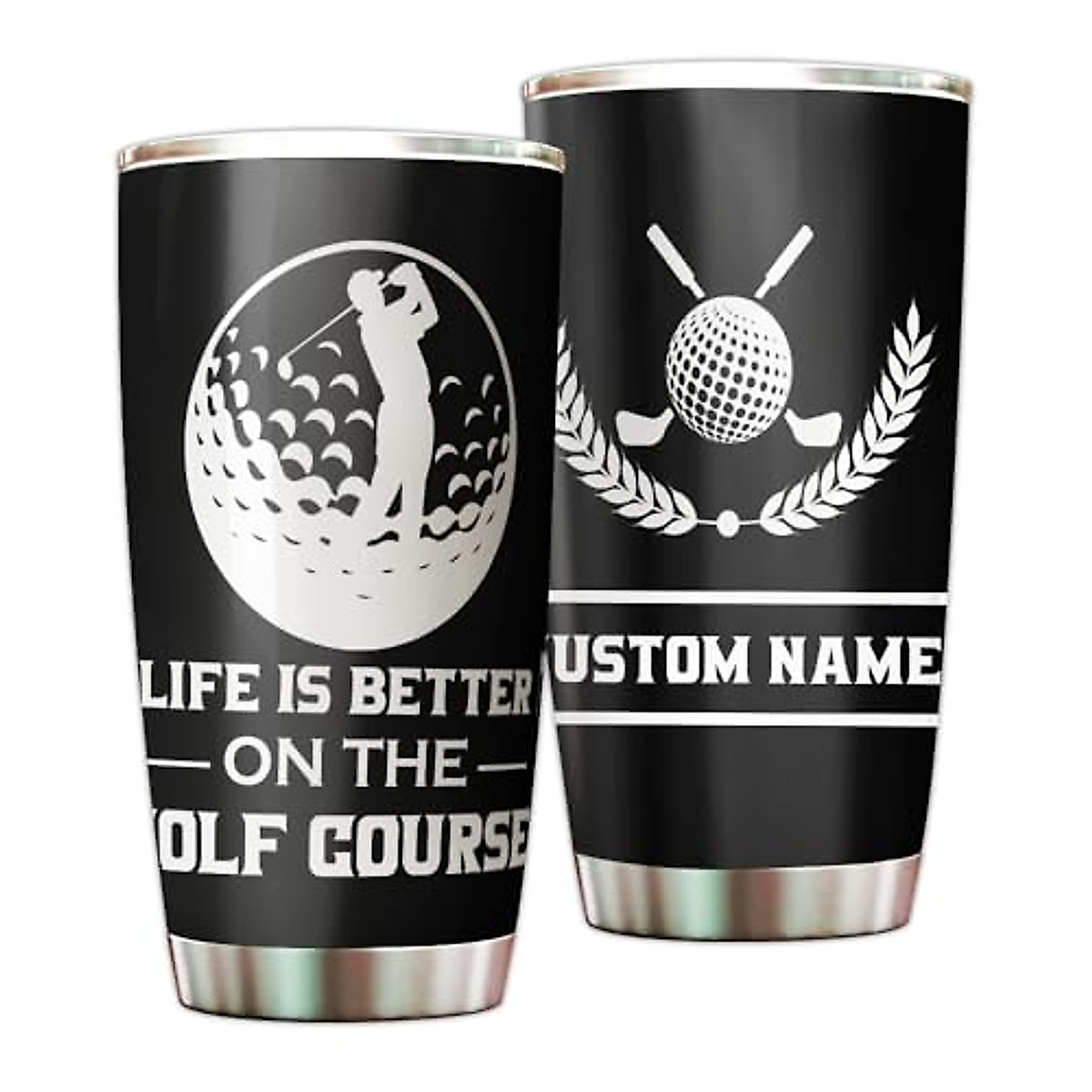 Custom Golf Tumblers Gift for Golfer, Tumblers Personalized Name, Golf Coffee Mug Tumbler, Stainless Steel Tumbler 20oz Golfer Gift (04)
