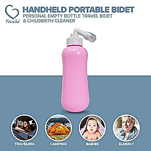 Touché Handheld Portable Bidet - Personal Empty Bottle Travel Bidet & Childbirth Cleaner - Great for Traveling, Camping, Women, Babies, Elderly - Peri Bottle Equipped with Retractable Spray Nozzle