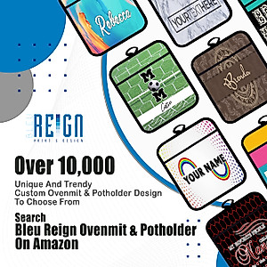 Bleu Reign Oven Mitt and Potholder Set Personalized Custom Name Smoker Marijuana Weed Gives Me Life Heartbeat Linen