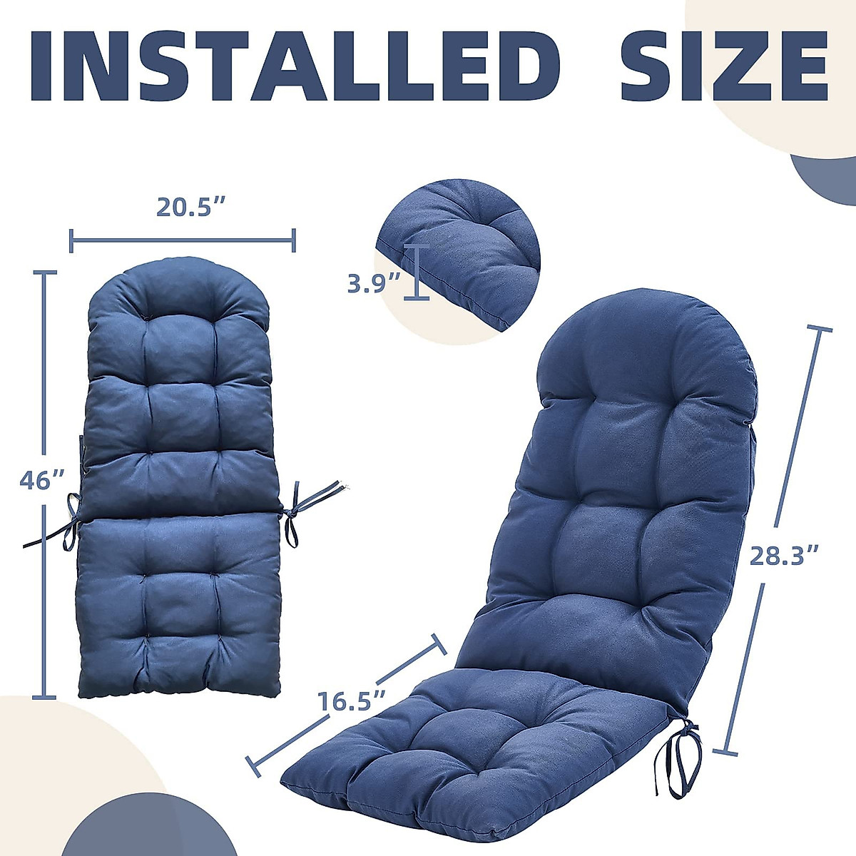 Outdoor Adirondack/Rocking Chair Cushions, Waterproof, Weather-Resistant, Terrace, Doorway, Leisure Relaxation (2 Count)