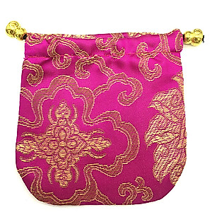 NHW Brocade Embroidery Drawstring Jewelry Bag Purse Pouch size about 4.3 * 4.3 inches