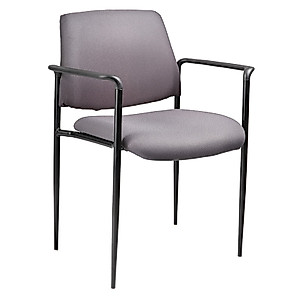 Boss Office Products Square Back Fabric Dimond Stacking Chair with Arms in Grey