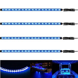 Vbakor Boat Led Strip Lights, 4 Pcs 24'' Marine Boat Interior Courtesy Deck Navigation Lights, Super Bright Waterproof Marine Led Lights Strip for 12V Pontoon Fishing Boat Yacht Kayak Sailboat (Blue)