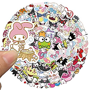 Cute Stickers Kawaii Stickers for Kids, 100PCS Anime Stickers Pack, Dovipta Vinyl Waterproof Stickers for Water Bottles Laptop Skateboard Guitar Decals, Gift for Teens, Adults, Party Supplies (San 100)