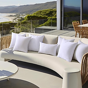 MIULEE Pack of 2 18x18 Outdoor Pillow Inserts, Outdoor Throw Pillows Water-Resistant Decorative Premium Square Pillow Stuffer Sham for Porch Swing Couch Sofa Cushion Patio Furniture