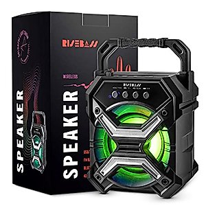 Portable Wireless Bluetooth Speaker for iPhone, Android, iPod and More - Rechargeable Bluetooth Speaker for Kids & Adults - Mini Speaker with Party Lights, for Hiking, Camping, Picnic and Boating.