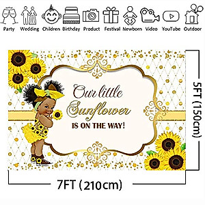 Avezano Sunflower Baby Shower Backdrop Baby Girl Baby Shower Party Decoration Our Little Sunflower is on The Way Photo Background (7x5ft)