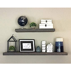 Joel's Antiques & Reclaimed Decor Set of Two, 2" x 8" x 24", Mountable, Floating Shelves, Rustic/Contemporary, Pine, Gray, Grey, Weathered Wood