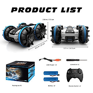 Tecnock Amphibious Remote Control Car for Kids,Toys for 5-12 Year Old Boys,2.4Ghz Waterproof RC Stunt Car RC Boat, 4WD Off Road Birthday Gift Water Beach Pool Toys