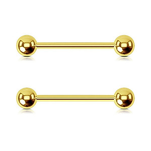 OUFER Nipple Piercing Jewelry, Titanium Nipple Rings, Internally Threaded 14G Straight Nipple Barbells Piercing Jewelry, Gold Nipple Jewelry for Women Men