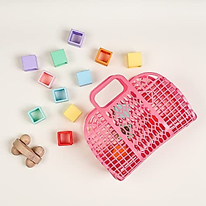 BABANA Jelly Beach Bags - Reusable Gift Basket - Girls , Toddler, Kids Retro Purse - Halloween, Bridal Shower, Easter (Small) - Rose Pink