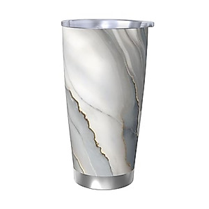 jshmgchw 3d Marble Texture 20oz Tumbler, Car Cup With Lid And Straw, Spill-Proof, Stainless Steel Double Wall Vacuum Insulated Reusable Coffee Travel Mug, For Cold Drinks, Hot Beverage