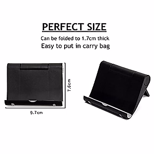 JUSDIQIR Cell Phone Stand for Desk, Foldable Cell Phone Holder Mobile Phone Dock Multi-Angle Universal Adjustable Tablet Holder Compatible with Most Cell Phone and Tablet (Black)