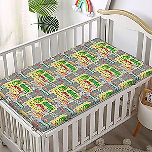Car Race Track Themed Fitted Crib Sheet,Standard Crib Mattress Fitted Sheet Ultra Soft Material-Baby Sheet for Boys Girls, 28“ x52“,Multicolor