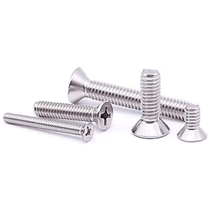 30 Pcs M4-0.7x50mm Flat Head Machine Screws, Phillips Cross Screw, Phillips Drive，304 Stainless Steel, Fasteners Bolts，Countersunk Machine Screws