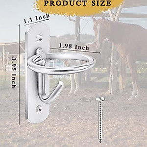 HDYEGY 6Pcs Equestrian Bucket Hook Hanger Metal Horse Water Bucket Hook Wall Mount Bucket Hook with 12Pcs Screws for Horse Stable Barn Supplies (Silver)