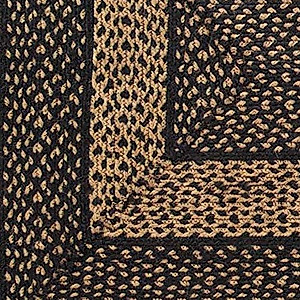 VHC Brands Farmhouse Jute Rectangular Rug 20x30 Country Braided Flooring, Country Black and Tan