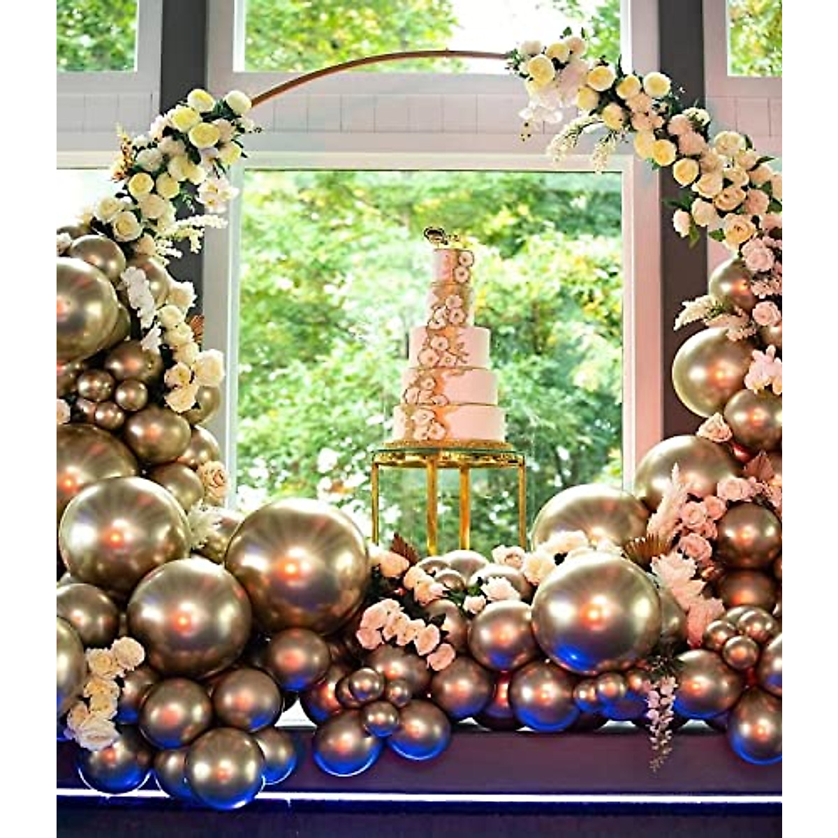 Gold Metallic Chrome Latex Balloons - 62Pack 5 inch Round Helium Balloons for Birthday Wedding Graduation Baby Shower Party Decorations