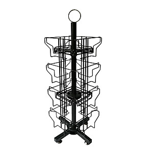 FixtrueDisplays Rotating Postcard/Greeting Card Display w/Sign Clip, 16 Horizontal Pockets (6x4") Pocket Size: 6"Wide X 4.9"High, 16 Pockets. - Black 11700