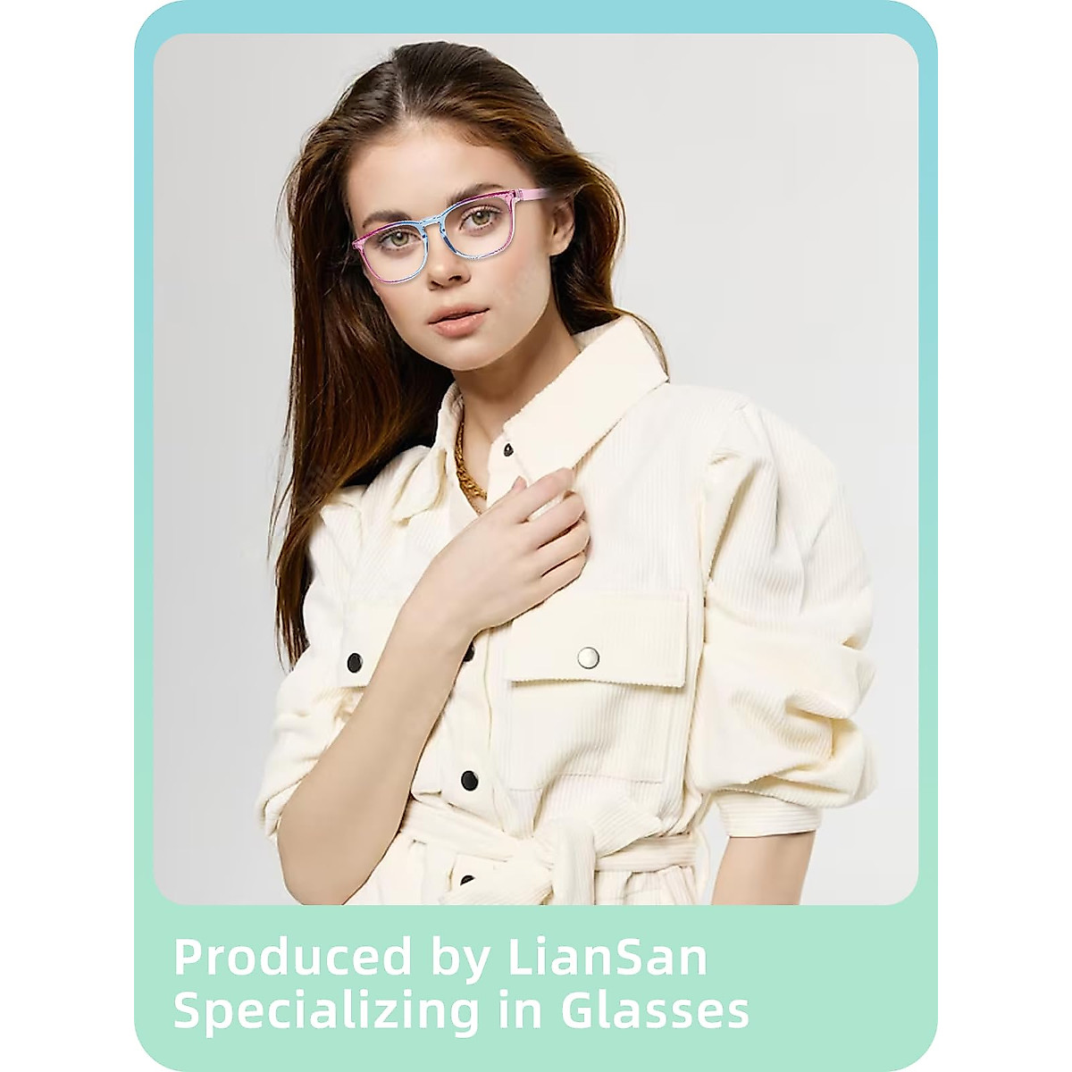 LianSan Oversize Anti-Fog Safety Goggles for Nurses, Z87.1 Certified Safety Glasses for Women, Square UV Protection Rainbow