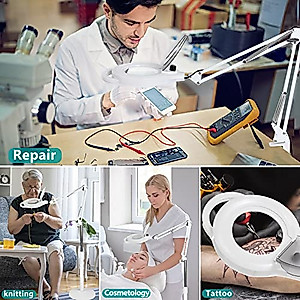 【Upgrade 10X】LED Magnifying Floor Lamp,NUEYiO 2200 Lumen Professional Cool Light Magnifier Lamp for Estheticians,Adjustable Stand&Swivel Arm Magnifier with Light for Facials Sewing Repair Crafts-White