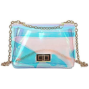 Mini Holographic Bag Evening Clutch Purses Clear Purse Iridescent Purse Shoulder Bag Handbags for Women and Girls