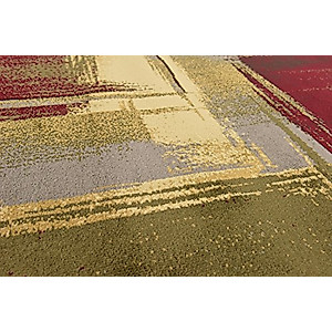 Unique Loom Barista Collection Modern, Abstract, Urban, Distressed, Rustic, Warm Colors Area Rug, 5 ft x 8 ft, Multi/Olive