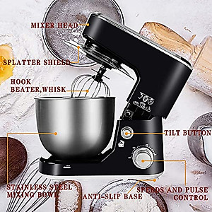 Stand Mixer, CUSIMAX Dough Mixer Tilt-Head Electric Mixer with 5-Quart Stainless Steel Bowl, Dough Hook, Mixing Beater and Whisk, Splash Guard