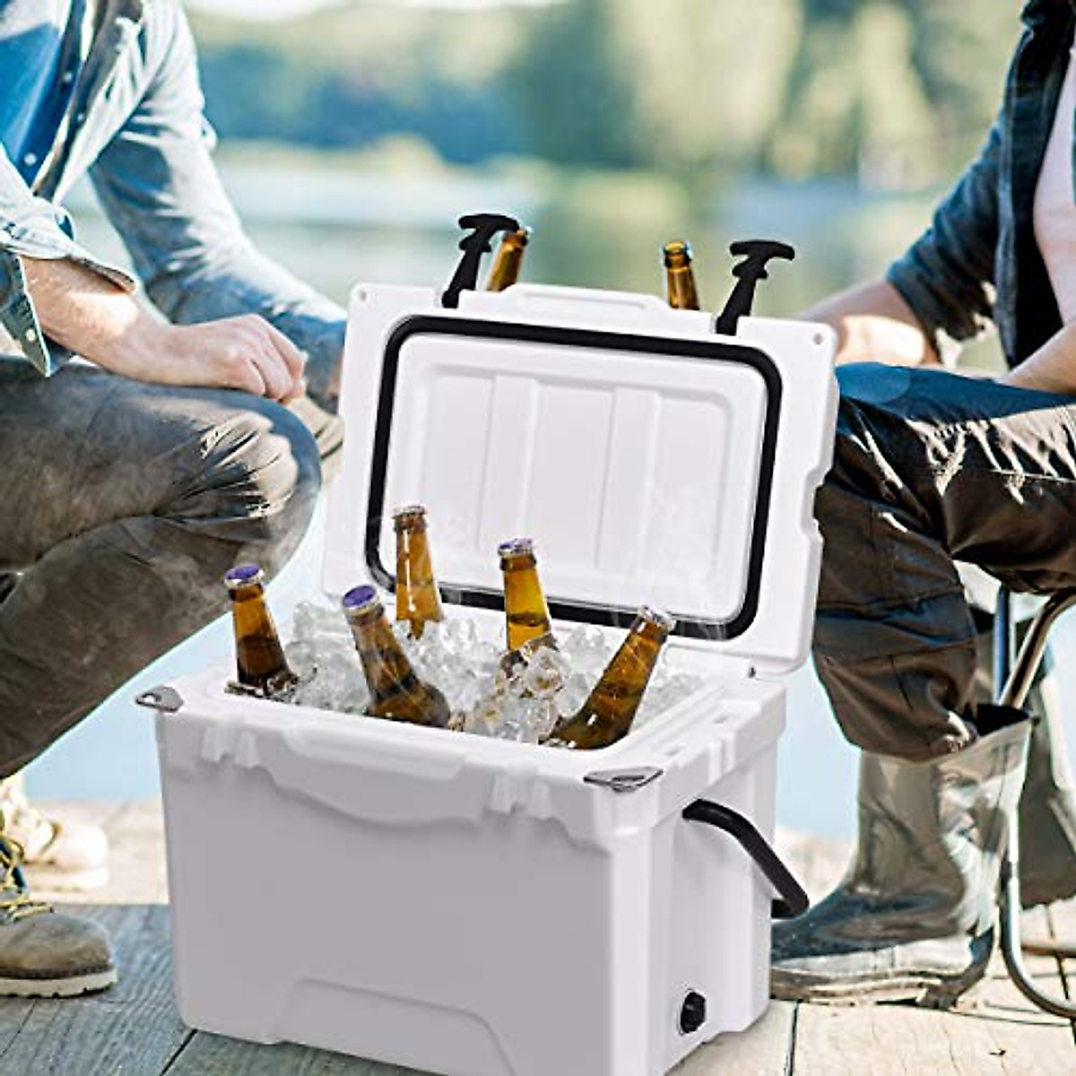 Giantex 20 Quart Portable Ice Cooler, Heavy Duty Ice Chest with 2 Cup Holder, Fish Ruler, Bottle Openers, Camping Cooler for Beach Boat Fishing Hunting BBQ (20 Quart)