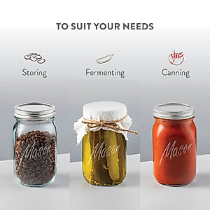 Paksh Novelty Mason Jars - Food Storage Container - 4-Pack - Airtight Container for Pickling, Canning, Candles, Home Decor, Overnight Oats, Fruit Preserves, Jam or Jelly