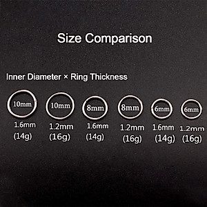 Casvort 10PCS 16G 316 Stainless Steel Helix Classic Ring Stack Clickers Seamless Septum Nose Piercing Rings Segment Tragus Hoop Rings Body Piercing Jewelry