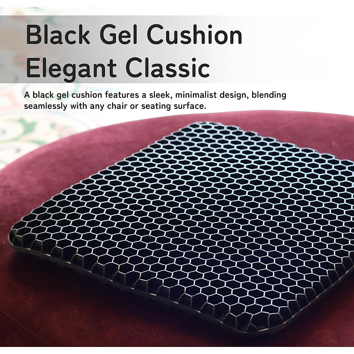 XSIUYU Extra-Large Gel Seat Cushion for Long Sitting - Back, Hip, Tailbone Pain Relief Cushion - Gel Seat Cushion for Office Chair, Cars - Egg Seat Gel Cushion for Wheelchair Pressure Relief Black