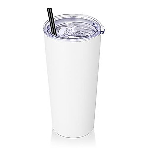 DOMICARE 20 oz Tumbler with Lid and Straw, Stainless Steel Tumblers Bulk Vacuum Insulated Tumbler Travel Coffee Mug Pack of 1, White
