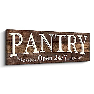 Pantry Sign Rustic Wood Color Canvas Wall art Print Sign 5.5x16.5 (Pantry, Brown)