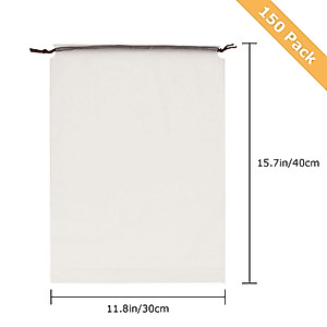 150 Pack 11.8 x 15.7 Inch Drawstring Bags, Travel Shoe Bags with Drawstring, Large Shoes Storage Organizers Pouch with Rope, Translucent Shoe Bags for Travel, Thickness 5 mil