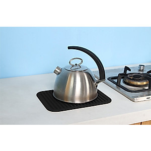 dealcase 9" x 12" Silicone Pot Holder, Trivet Mat, Baking Gadget Kitchen Table Mat, Silicone Drying Mat - Waterproof, Heat Insulation, Insulated, Non-Slip, Tableware Pad Coasters (Black - 2 Pack)