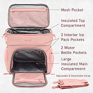 Bentgo® Prep Deluxe Multimeal Bag - Premium Insulation up to 8 Hrs with Water-Resistant Exterior & Interior, Extra Large Lunch Bag Holds 4 Meals & Snacks - Great for All Day Meal Prep (Blush)