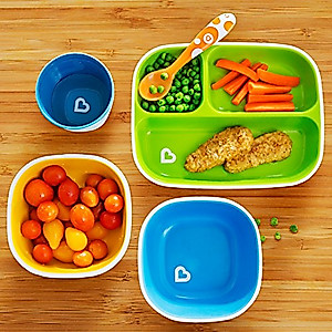 Munchkin® Splash™ 4 Piece Toddler Divided Plate and Bowl Dining Set, Blue/Green