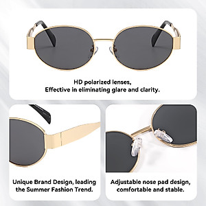 Dollger Polarized Oval Sunglasses for Women Trendy Small Metal Frame Sunglasses Retro Classic Designer Shades