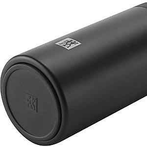 Zwilling Thermo Thermos Flask, Integrated Filter Insert, Vacuum Flask for Tea & Infused Water, Double Wall Insulation, 420 ml, Height: 17,2 cm, Black