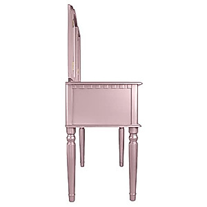 BOBKONA PDEX- Croix Collection Vanity Set With Stool, Rose Gold