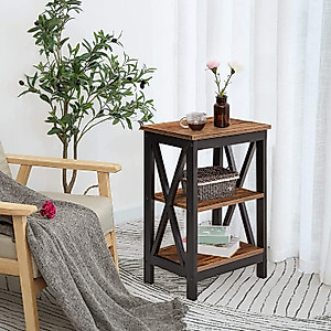 VECELO Modern Nightstands X-Design Side End Table Night Stand with Storage Shelf for Bedroom,Living Room,