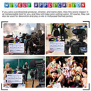 Glarks 8Pcs 10x12inch Colorful Acrylic Film Directors Clapboard Set, Plastic Film Clapboard Cut Action Scene Clapper Board with 5 Marker Pens, Hex Wrench and Blackboard Eraser