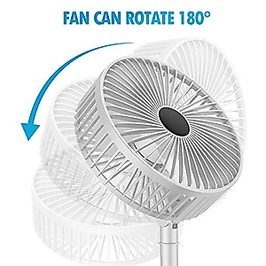 MAESHOP Portable Desk Fan 3 Speeds Wind Quiet Foldable Rechargeable Battery Operated USB Desktop Folding Fan For Office Trave Home Desk Outdoor Bedroom Trave，6.5-Inch (White)