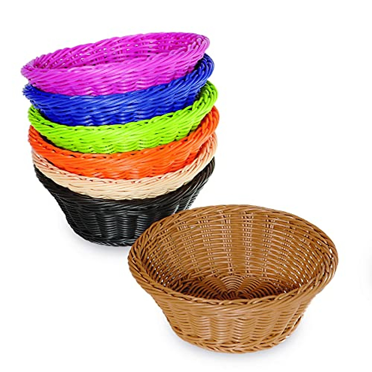 G.E.T. Enterprises Black 9.5" Round Basket, Break Resistant Dishwasher Safe Polypropylene Designer Polyweave Baskets Collection WB-1501-BK (Pack of 1)