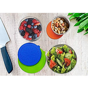 NomBox Stainless Steel Food Storage Containers – Set of 3 Kitchen Lunch/Snack Containers With Leak-proof Silicone Lids – Reusable & Washable – For Portion Control, Food Prep & Storing