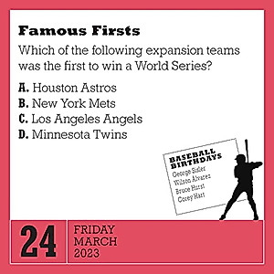 Year of Baseball Trivia! Page-A-Day Calendar 2023: Immortal Records, Team History & Hall of Famers
