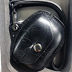 Genuine Leather Case Compatible with Sony WF-1000XM4 True Wireless Earphone Protective Case Crazy Horse Leather Cover with Leather Lanyard (Black)