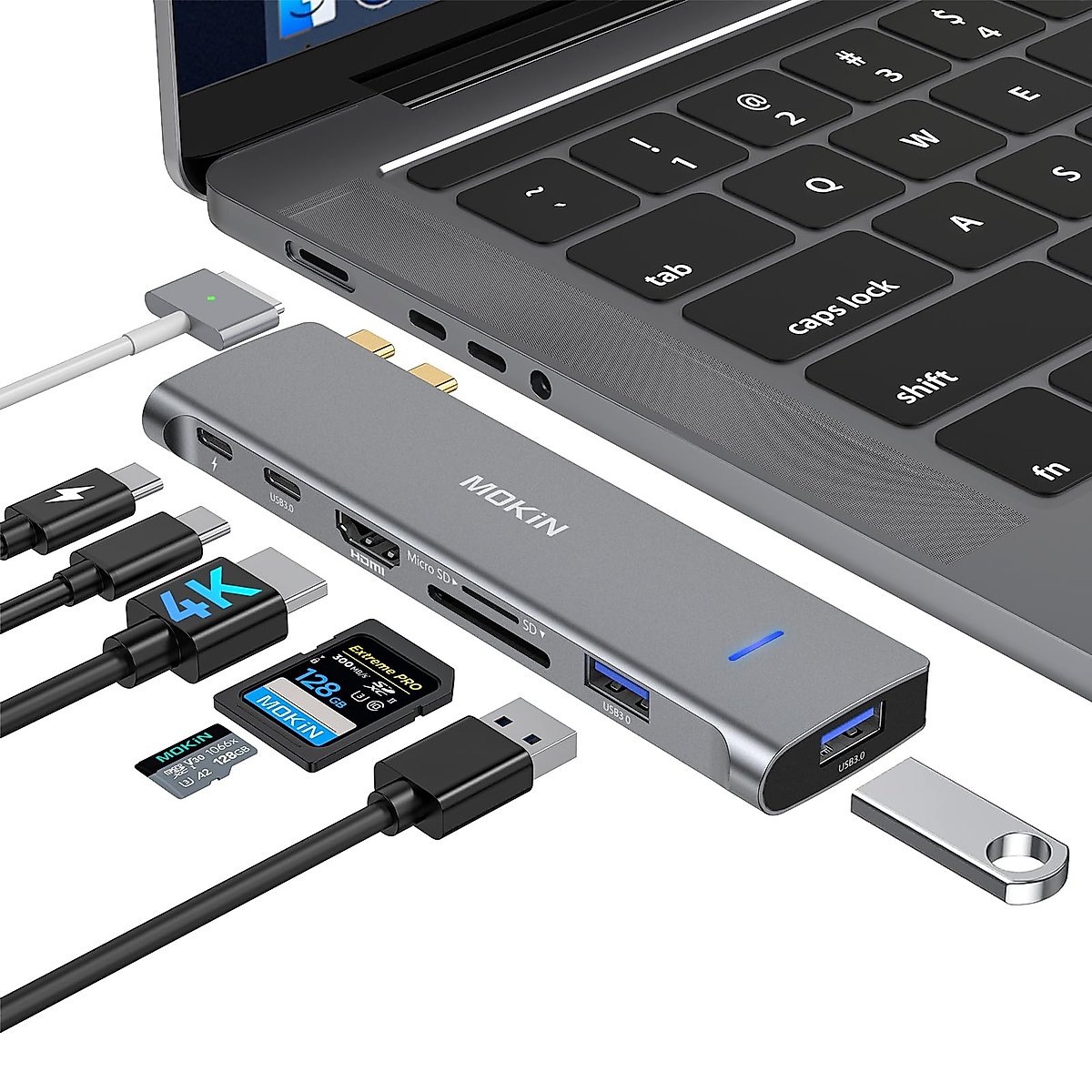 USB C Adapter for MacBook Pro 2022 2021 2020, MacBook Pro USB Adapter, 7 in 2 MacBook Pro Accessories for MacBook Pro/Air M1M2, Mac Dongle with 4K HDMI, 2 USB 3.0, TF/SD, USB-C 100W and Thunderbolt 3