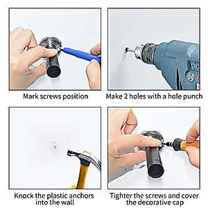 DOKU 3.5 Inch Door Stop, 3Pcs Heavy Duty 304 Stainless Steel Door Stopper with Rubber Tips Bumper, Wall Mounted Door Holder Protection Sound Dampening, Matte Black